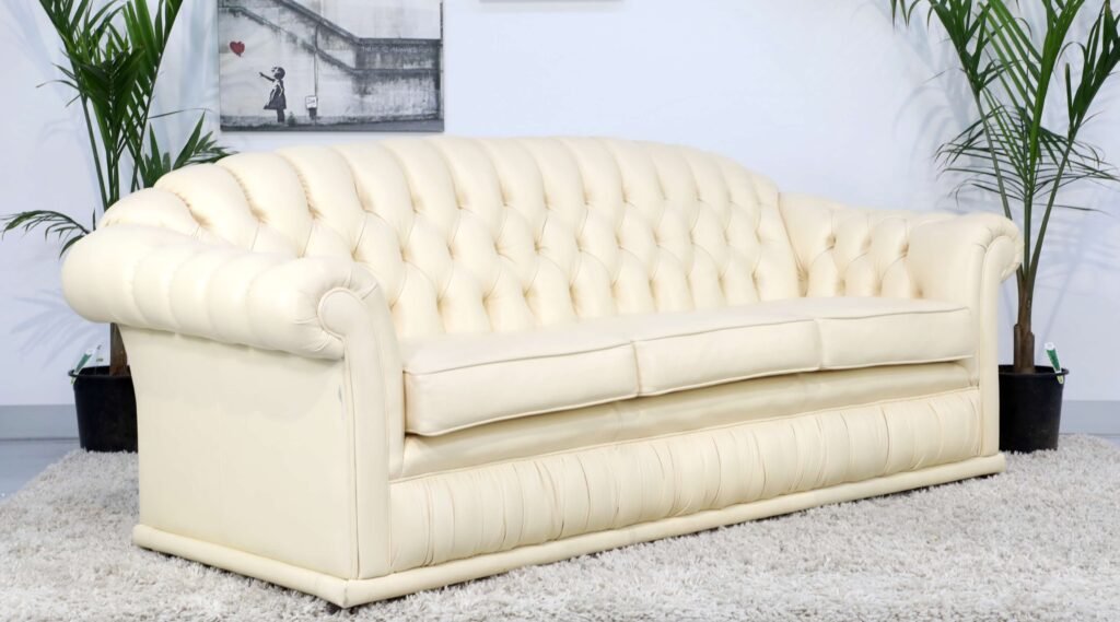 White Chesterfield 3 seater sofa